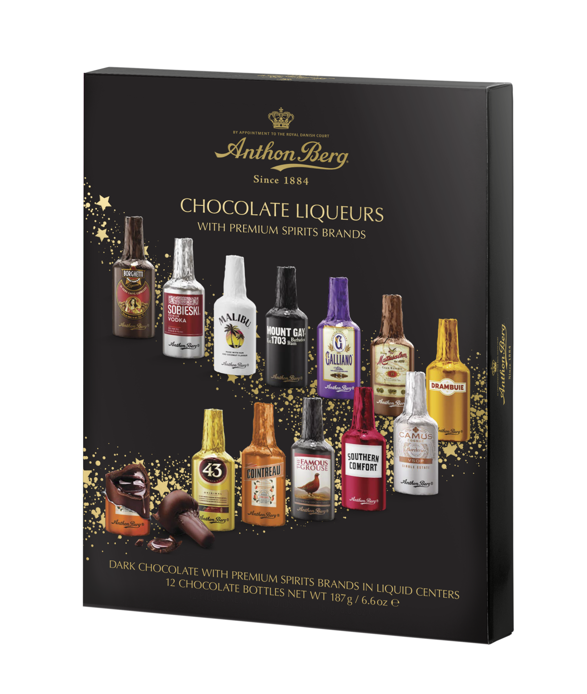 Chokolade Likørflasker 187 g - Gaver - Popup-toms.dk